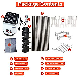 KOFOHON Apartment Clothes Dryer Portable Heated Laundry Drying Rack Remote Control Low Noise 1600W-1.6Meters for RV Camping Home110V