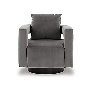 Signature Design by Ashley Alcoma Swivel Accent Chair, Fabric, Gray