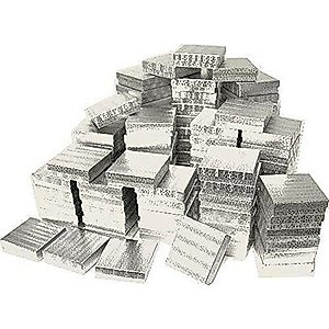 Silver Cotton Filled Jewelry Packaging Gift Boxes #33 - Pack of 100