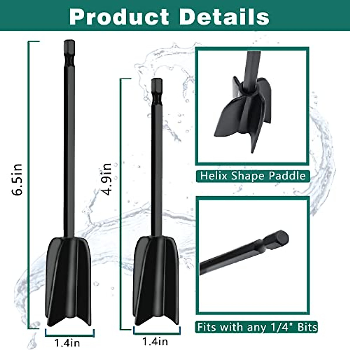 Resin Mixer Epoxy Mixer Paddles - 4 Reusable Reusable Paint and Resin Mixer Paddle to Mix Epoxy Resin, Paint, Ceramic Glaze and Reduce Bubbles - Paint Mixer for Drill