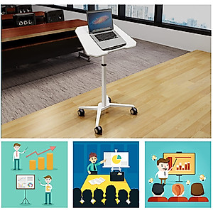 MObyat Lectern Podium Stand,Lectern Podium Stand,Mobile Lecture Podium Stand, Height and Angle Adjustable, Portable Presentation Concert Podium for Church and Classroom/White/Height 75/108cm