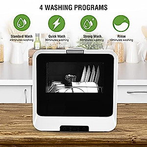 Portable Countertop Dishwasher, Compact Dishwasher with 4 Washing Programs and Air-Dry Function,7.8L 360°Fully Automatic Dishwashers for Small Apartment, Dorms, RVs