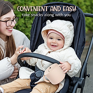 blinc Snack Cups for Toddlers - No Spill Silicone Snack Cup - Non Spillable Baby Food Containers - Cereal Snack Containers for Kids, Baby Essentials (Sand & Stone (2 Pack))