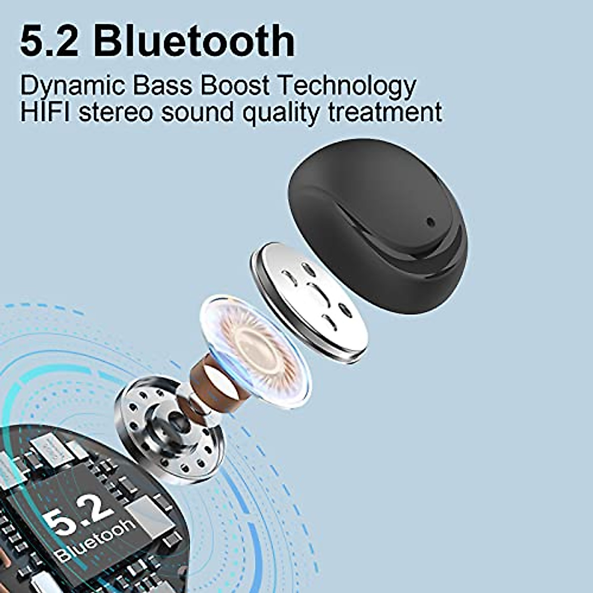 NYANDU True Wireless Earbuds Bluetooth 5.2 Headphones with Charging Case, Touch Control Earphones with 60H Playtime, Mics Noise Reduction, IPX5 Waterproof, USB C, for Sports Home Office - Black