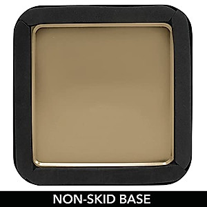 mDesign Small Square Metal 2.3 Gallon Trash Can Wastebasket Garbage Container Bin for Bathroom, Powder Room, Bedroom - Holds Waste and Recycling - Unity Collection - Soft Brass