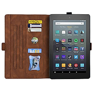 Tablet PC Case Compatible with Kindle Fire 7 Tablet Case 2022 12th Butterfly Embossed Folding Stand Protective Cover Shockproof PU Leather Flip Case Card Slot Tablet PC Case Tablet Home (Color : Brow