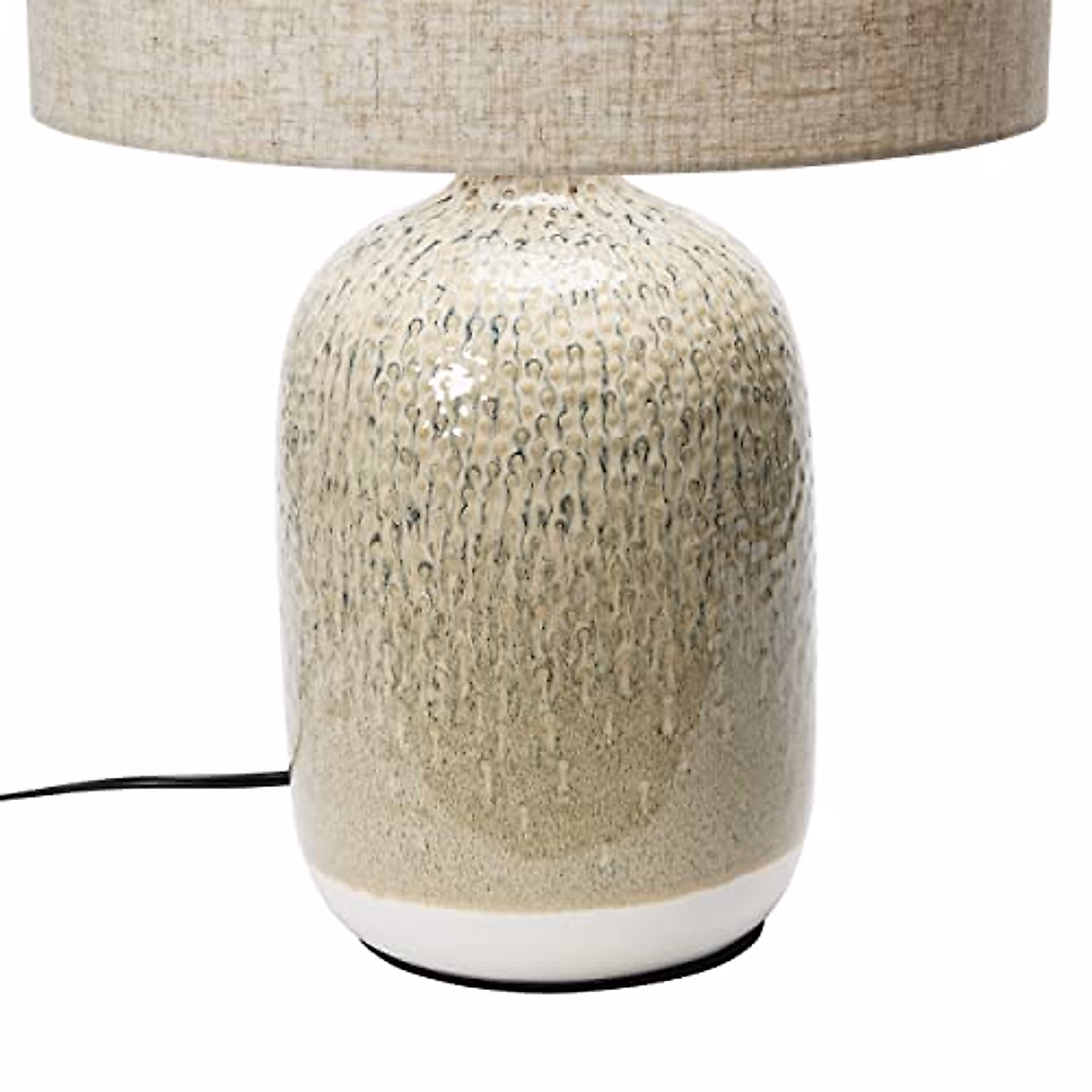 Bloomingville Stoneware Table Linen Shade & Inline Switch, Reactive Glaze, Taupe Color Lamp