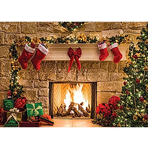 SJOLOON 8x6ft Christmas Photography Backdrops Child Christmas Fireplace Decoration Background for Photo Studio (11209)