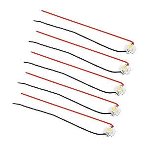 PATIKIL 0.6" LED Chip Bulb, 5 Pack 350mA 1W Aluminum Substrate COB Light Beads Light with Wire for DIY Lighting Fixtures, Natural White 4000-4500K