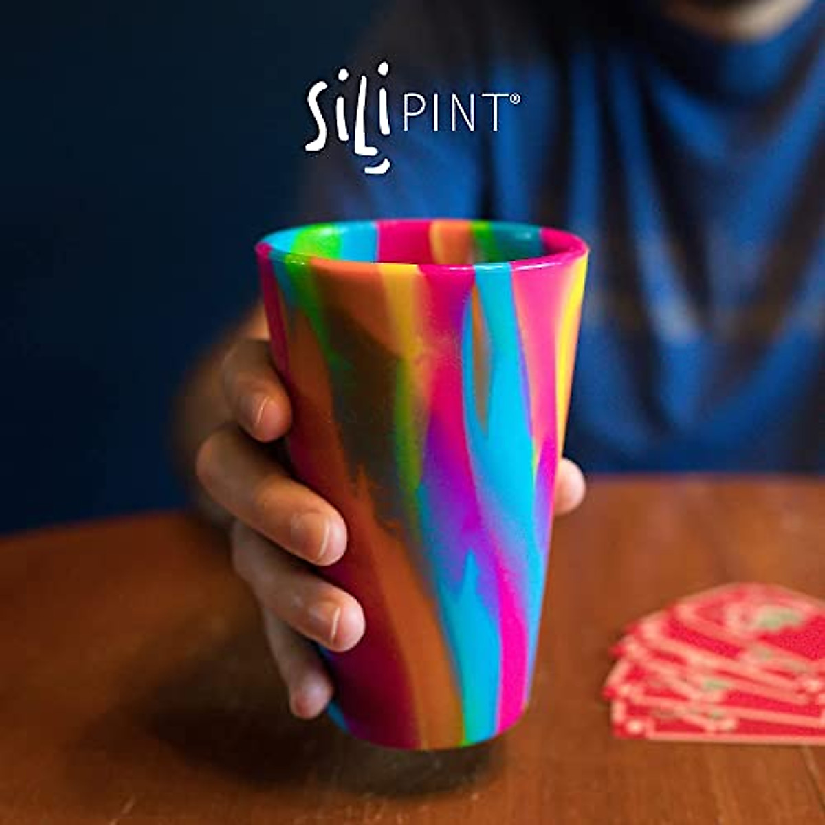 Silipint: Silicone Pint Glasses: 4 Pack Headwaters, Mtn Marble, Arctic Sky & Hippie Hops - 16oz Unbreakable, Flexible