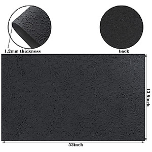 Picheng Embossed Faux Leather Sheets: Flower Textured Leather Rolls 13.8"X53"(35cmX135cm),Faux Leather is Great for Making Crafts,Leather Earrings, Bows,Sewing DIY Projects (Black)