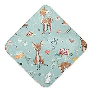 Pigsaly Deer Hare Rabbit Flower Hooded Baby Towel Bird Butterfly Baby Bath Towel Unisex Soft Organic Cotton Washcloths Toddlers Shower Gifts for Boys Girls Newborn 30 x 30 in