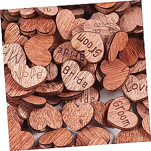 Abaodam 1000 Pcs Heart Wood Button Rustic Wedding Decor Wedding Party Supplies Heart Wood Slice Embellishments Heart Disc Heart Decor Heart Shape Patch Button Wooden Heart-Shaped Confetti