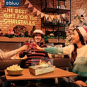 Bluu Easter Decorations for The Home Tabletop Fire Pit Portable Indoor Fireplace, Personal Mini Bio Ethanol Faux Wood Fire Bowl Heater for Outdoor Use