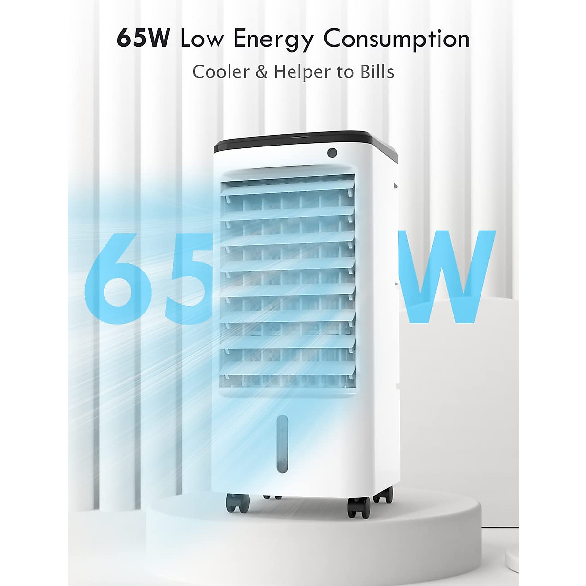 BREEZEWELL 3-IN-1 Evaporative Air Cooler, Portable Air Conditioner Fan/Humidifier with Ice Box, 12H Timer&Remote Control,Ultra-quiet,65° Oscillating Personal Evaporative Cooler for Room Home&Office