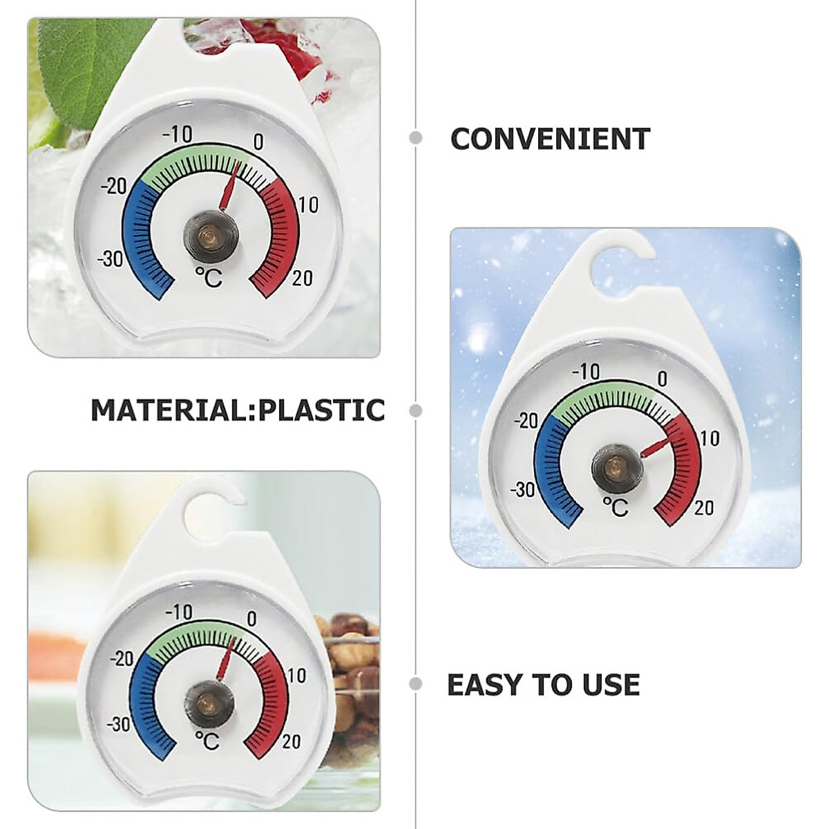 UPKOCH Refrigerator Thermometer -30~30°C/-20~80°F Fridge Large Dial Analog Thermometer with Red Indicator for Freezer Cooler Home Kitchen Restaurants