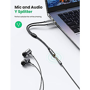 UGREEN Headphone Splitter Adapter 3.5mm 2 Male to Female Smartphone Headset Cable Mic and Speaker Combo to PC Audio Splitter Compatible with Separate Mic and Audio Ports Computer Laptop