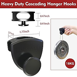 Space Saver for Hangers, 20Pcs Premium Closet Space Savers Clothes Hanger Connector Hooks, Space Saving for Closet Organizer Heavy Duty Cascading Connection Hook, Black