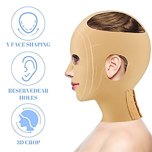 Treela 2 Pieces Full Face Lift Sleeping Belt Reusable Mask Chin Lift Facial Mask Face Belt Double Chin Thin Facial Bandages Cheek Belt Strap Face Massage Shaper for Women