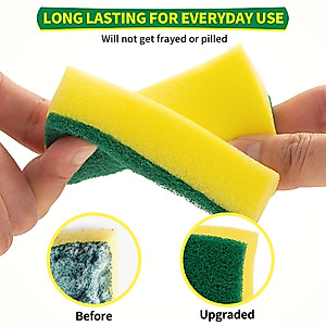 HOMERHYME Heavy Duty Scrub Sponges 24 Pack, Double-side Design, Long-lasting Kitchen Sponges, High Density Dish Sponge.