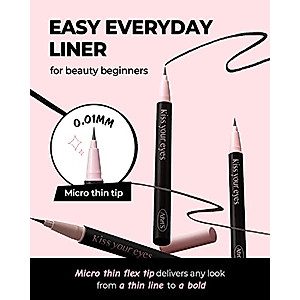 AMTS x True Beauty Edition Waterproof Liquid Natural Black Eyeliner | Kiss Your Eyes K-Beauty | Micro Thin Tip, All-Day Wear, Sweat-proof, Easy Glide, Fast Drying, Long Lasting