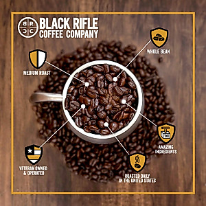 Black Rifle Coffee Company, AK-47 Espresso,100% Arabica Coffee,Colombian Supremo Roasted Dark, Whole Bean 12 oz Bag