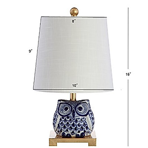 JONATHAN Y JYL3014A Justina 16" Ceramic Mini LED Table Lamp Cottage,Transitional for Bedroom, Living Room, Office, College Dorm, Coffee Table, Bookcase, Blue/White