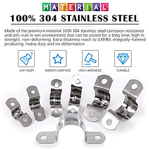 Glarks 85Pcs Pipe Strap Clamp Set M8 M10 M12 M14 M16 M20 M25 304 Stainless Steel Two Hole Strap Heavy Duty Rigid Pipe Strap U Bracket Tube Strap Assortment Kit For Pipe Tube Fixing