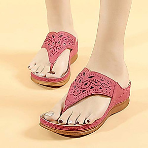 justHIGH Wedge Flip Flops for Women, Hollow Out Breathable Platform Sandals, Women Summer Wedge Sandals with Comfort Insole