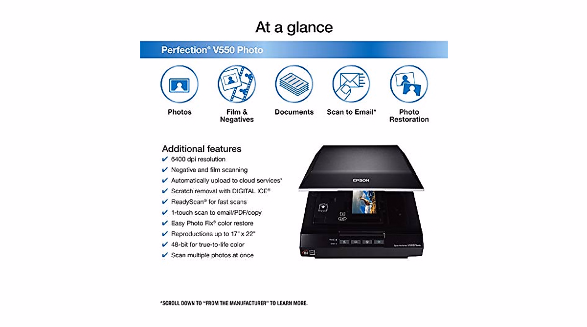 Epson Perfection V550 Scanner: 6400 DPI Photo, Film & Document