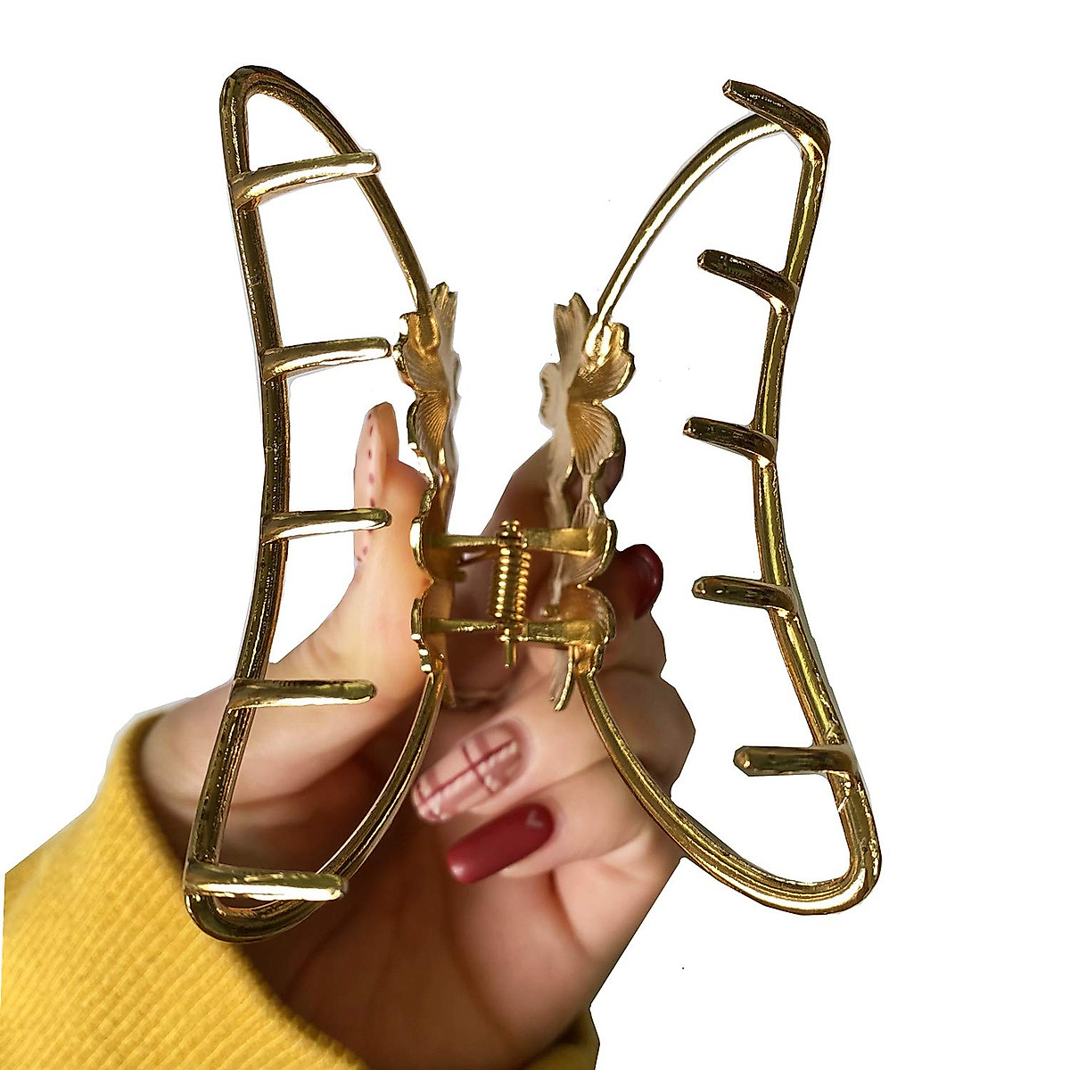 TANG SONG 4PCS Double Flowers Shaped Metal Hair Claw Clips Hair Catch Barrette Jaw Clamp for Women Half Bun Hairpins for Thick Hair (Silver+Gold+Rose Gold+Black)