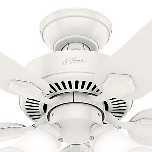 Hunter Fan 52 Inch White Indoor Ceiling Fan with LED Light Kit and Pull Chain for Living Room, Bedroom, Basement, Kitchen, Office (Renewed)