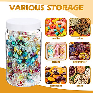 15 Pack 32 oz Plastic Jars with Lids Clear Mason Jars Large Storage Container Wide Mouth Empty Bulk for Home Food Candy Organizing Kitchen(White)