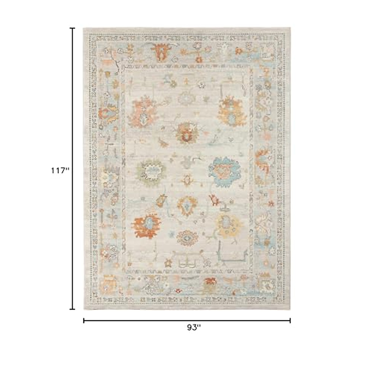 AMER Rugs Bohemian Seaford Collection, Indoor/Outdoor 8x10 Area Rug, Rugs for Living Room, Bedroom, Dining Room, Kitchen - Beige/Blue