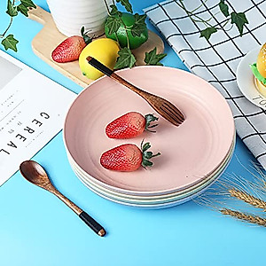 WUWEOT 12 Pack Wheat Straw Plates, 8.8" Dishwasher & Microwave Safe Dinner Plates, Lightweight & Unbreakable, Non-toxin, BPA free and Healthy Dishes for Kids Toddler & Adult