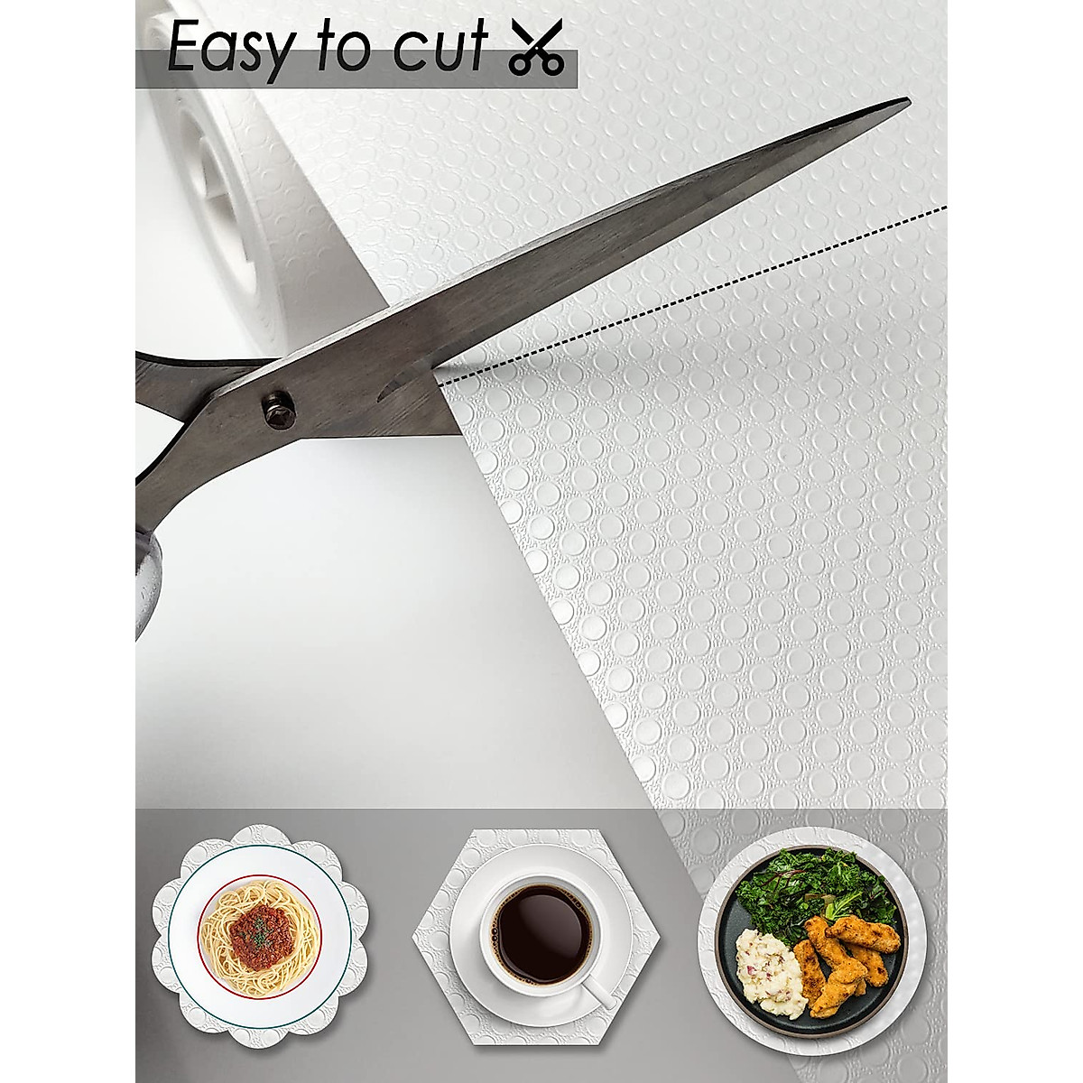 SMAYHO Shelf Liner, 17.7 Inch x 10 FT Non Adhesive Cabinet Liner, Washable & Durable Drawer Liner, Non-Slip Shelf Liners for Kitchen Cabinets, Shelves, Drawers, Refrigerators - White