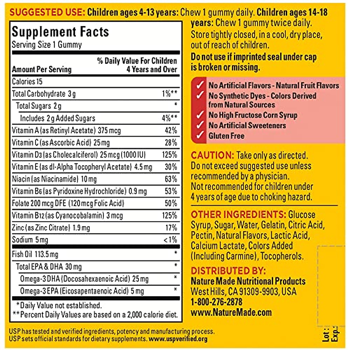 Nature Made Kids First Multivitamin with Omega-3, Kids Vitamins and Minerals for Nutritional Support, 70 Kids Multivitamin Gummies
