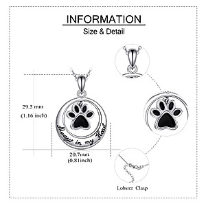 YAFEINI Urn Necklace for Ashes for Dog 925 Sterling Silver Dog Ashes Keepsake Cremation Jewelry for Ashes Always in My Heart