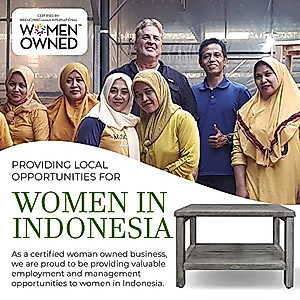 CostalVogue Eleganto Shower Bench Teak Wood Shower Bench with Storage Shelf Shower Foot Stool in Antique Gray Finish for Indoors and Outdoors - 24 inches Long