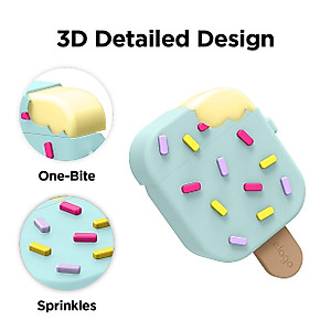 elago Ice Cream AirPods Case with Keychain Designed for Apple AirPods 1 & 2, Shockproof Protective Skin, Cute Accessories for Girls, Kids, Boys [US Patent Registered] (Mint)