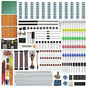 WayinTop Electronics Component Fun Kit w/E-Book, Upgraded Electronic Starter Kit with Breadboard Jumper Wires Kit, PCB Soldering Kit, LEDs & Resisitor Kit for Arduino/for Raspberry pi/ESP32/ESP8266