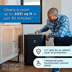 Medify Air MA-125 Air Purifier with True HEPA H14 Filter | 2,051 sq ft Coverage | for Allergens, Wildfire Smoke, Dust, Odors, Pollen, Pet Dander | Quiet 99.9% Removal to 0.1 Microns | Black, 1-Pack