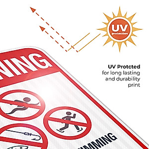 Sigo Signs, Warning No Swimming Fishing Ice Skating Sign, 12x18 Inches, 3M EGP Reflective .063 Aluminum, Fade Resistant, Made in USA by