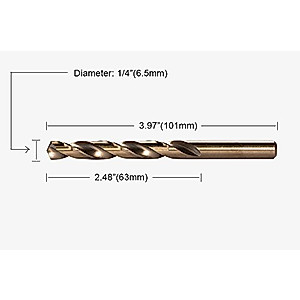 BEILI TOOLS HSS M35 Cobalt Twist Drill Bits, Pack of 10 (6.5mm, 1/4")