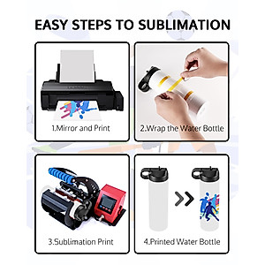 OFFNOVA Sublimation Water Bottle Blanks, 20 oz Skinny Straight Sublimation Tumbler with Handle & Straw Lid, Stainless Steel Sports Bottles Blanks for Tumbler Press Machine Sublimation Print 6 Pack