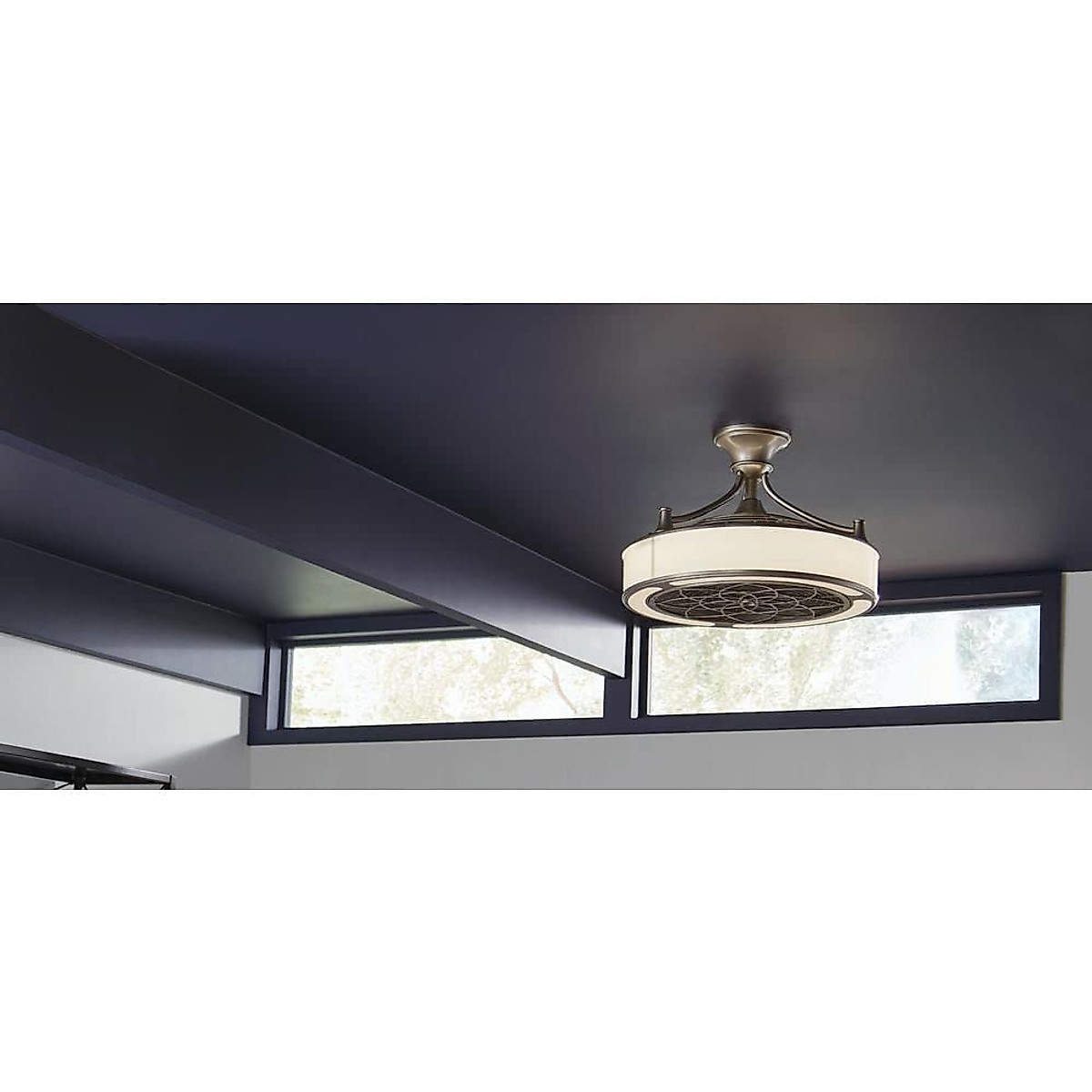 Windara 22 in. LED Indoor/Covered Outdoor Brushed Nickel Ceiling Fan with Light Kit and Remote Control