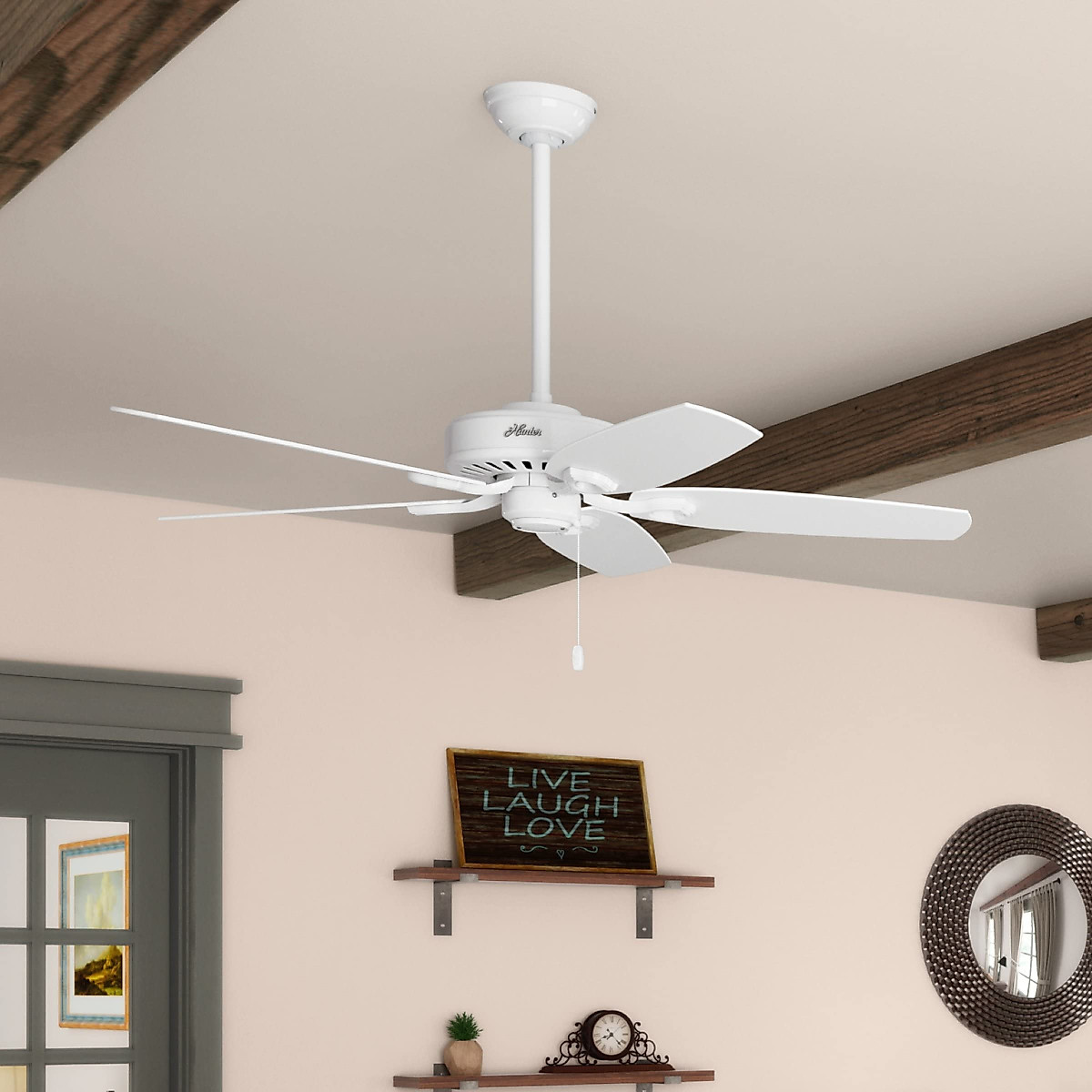 Hunter Fan Company 53240 Builder Elite Indoor Ceiling Fan with Pull Chain Control, 52", Snow White Finish