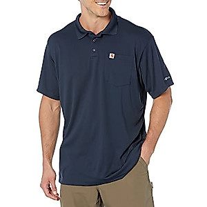 Carhartt mens (Big & Tall) Force Relaxed Fit Lightweight Short Sleeve Pocket Polo, Navy, Large Tall US