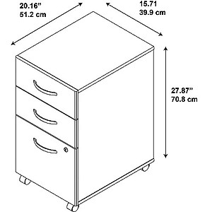 Bush Business Furniture Series C 3 Drawer Rolling File Cabinet in Mocha Cherry, Fully Assembled Under Desk Storage with Wheels for Home and Professional Office