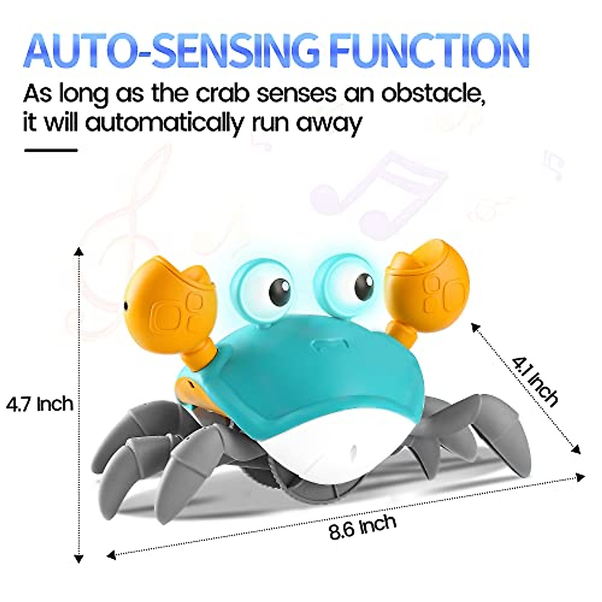 Crawling Crab Baby Toy, Infant Tummy Time Toy: Interactive Walking Dancing Crab Toy with Music & Lights, Crawling Toys for Babies 3-18 Months, Fun Moving Toy Gifts for Toddlers 2 3 4 5 Year Old
